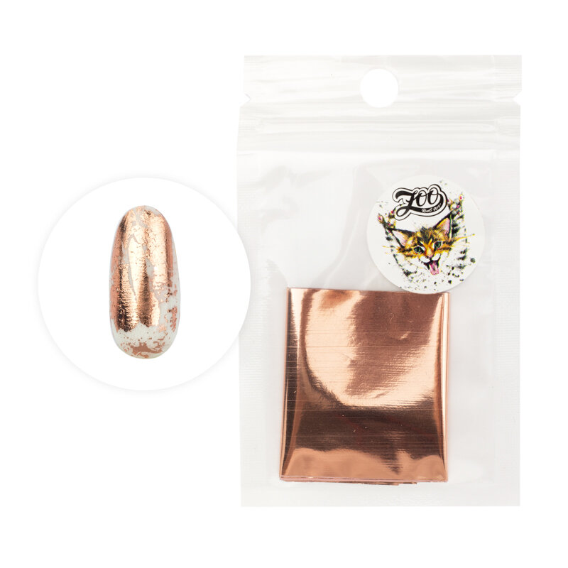 Фольга переводная Zoo Nail Art №1418 глянцевая розовое золото, 4*50 см