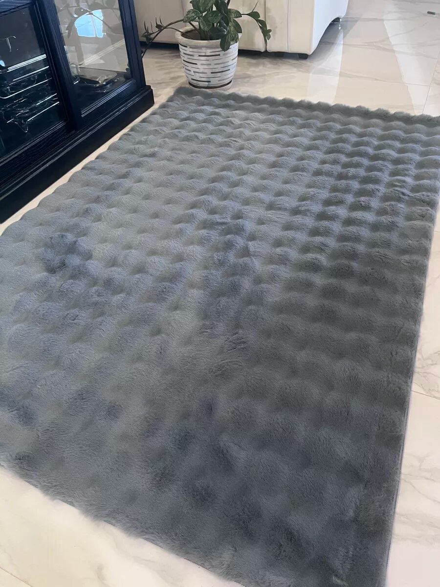 Ковер Natali's Carpets, серый, имитация меха рельефный 120х180 см