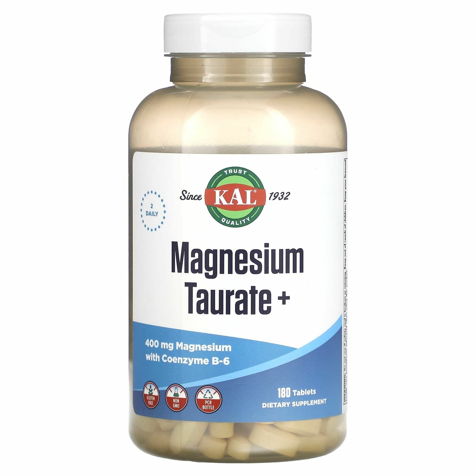 Магний и витамин В6, KAL, Magnesium & B6, 400 мг, 180 таблеток