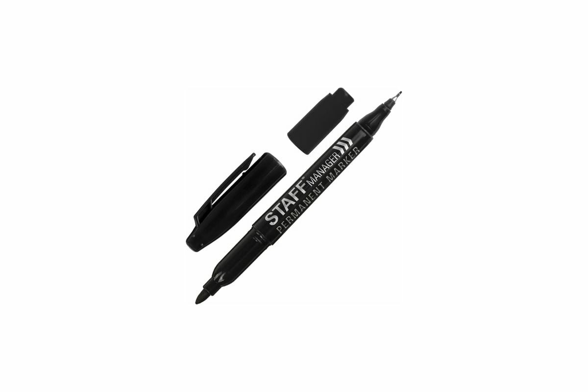 STAFF Маркер перманентный двусторонний Manager черный, наконечники 0,8 мм и 2,2 мм, 151625
