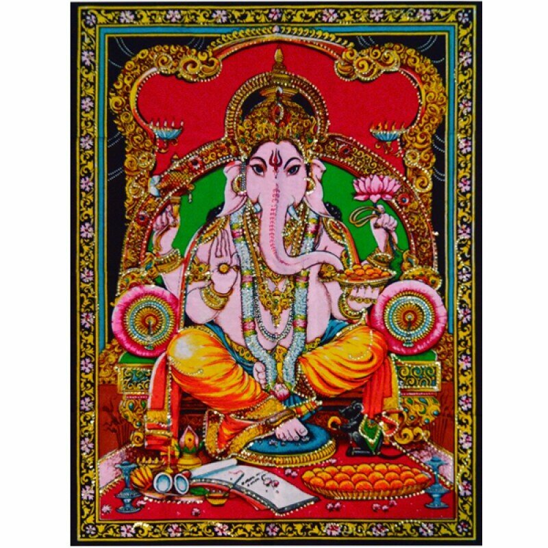 Полотно Шри Ганеша на троне