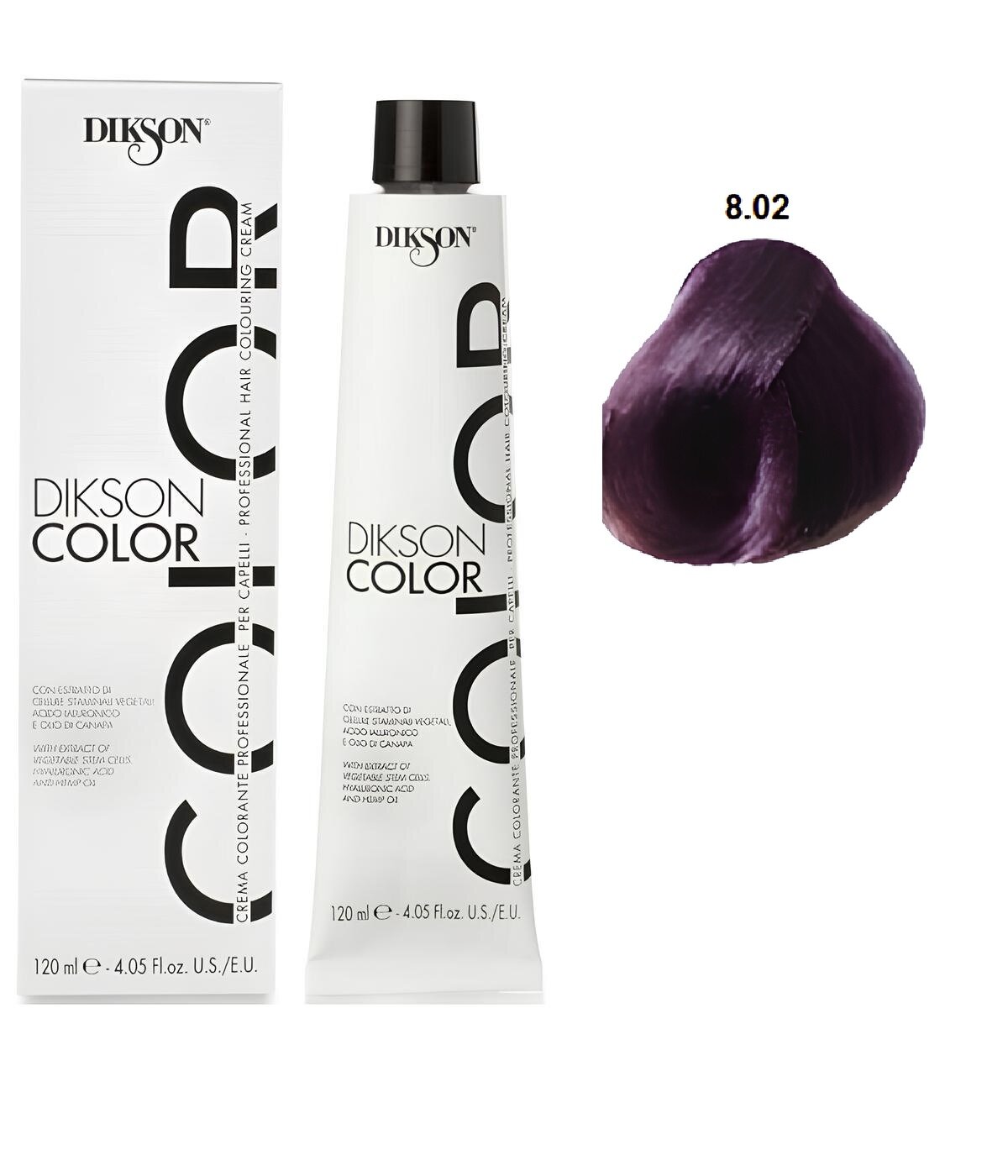 Краска для волос DC 8/02 светло-русый пастельный фиолетовый Dikson Biondo Chiaro Viola Pastella, 120 мл