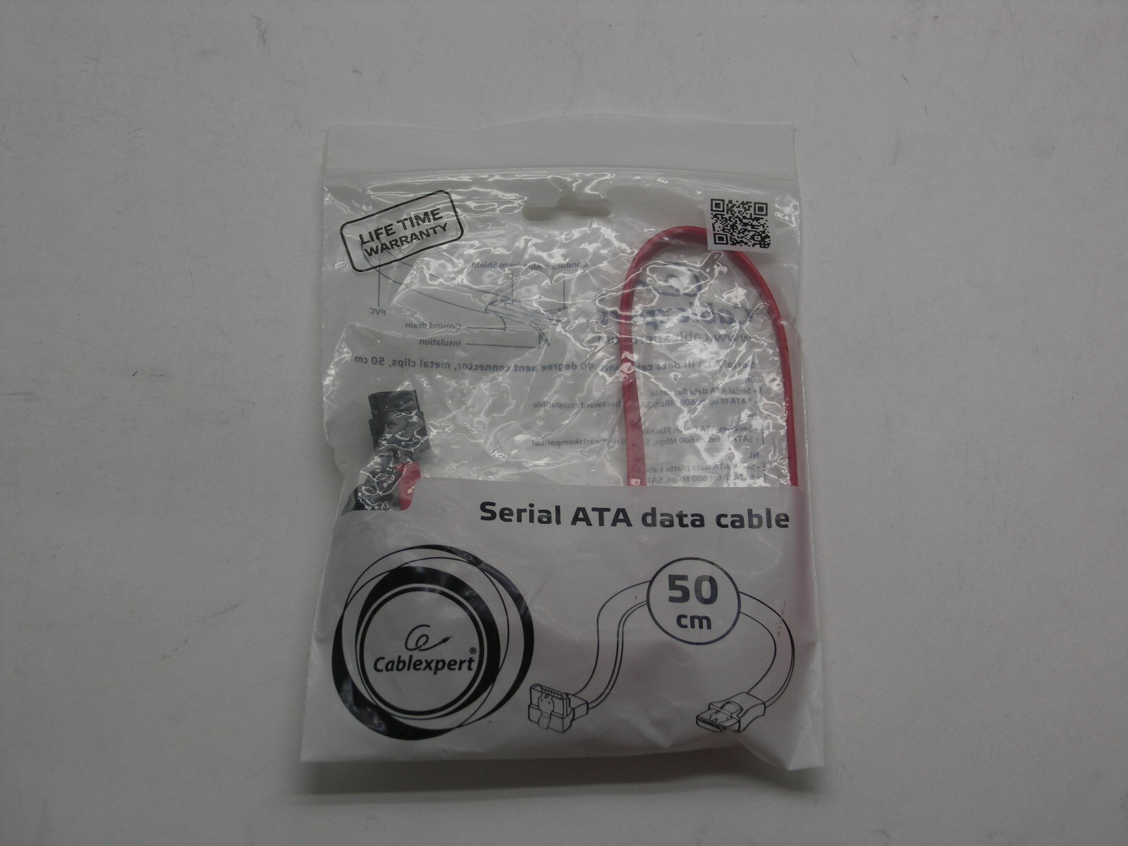 Кабель интерфейсный SATAIII, 50см, с защелками, угловой разъем