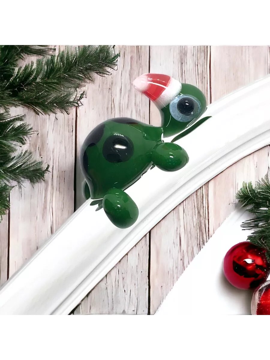 Новогодняя стеклянная трубочка с черепашкой 1 шт.