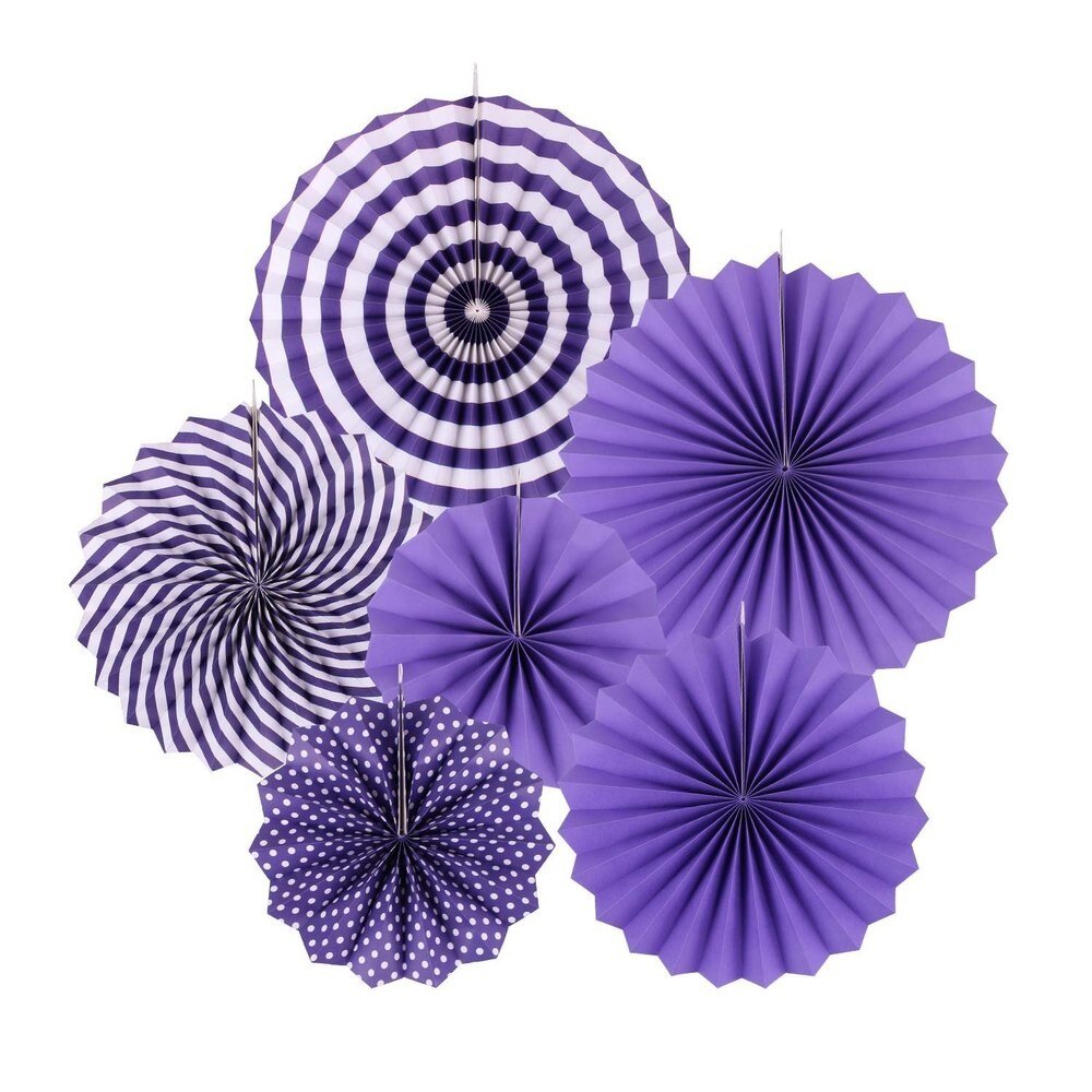 Набор для праздника вееров (фантов) "Фиолетовые" 6шт