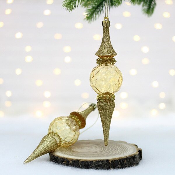 Елочные игрушки Серпантин "Искры" 5х5х19 см, 2 шт, цвет Золото