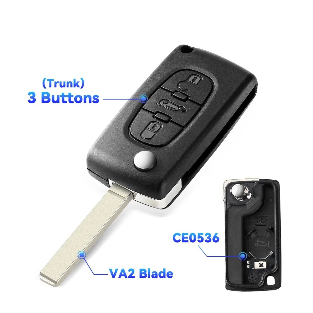 Ключ для Peugeot Citroen VA2 Blade, 3 Buttons, CE0536