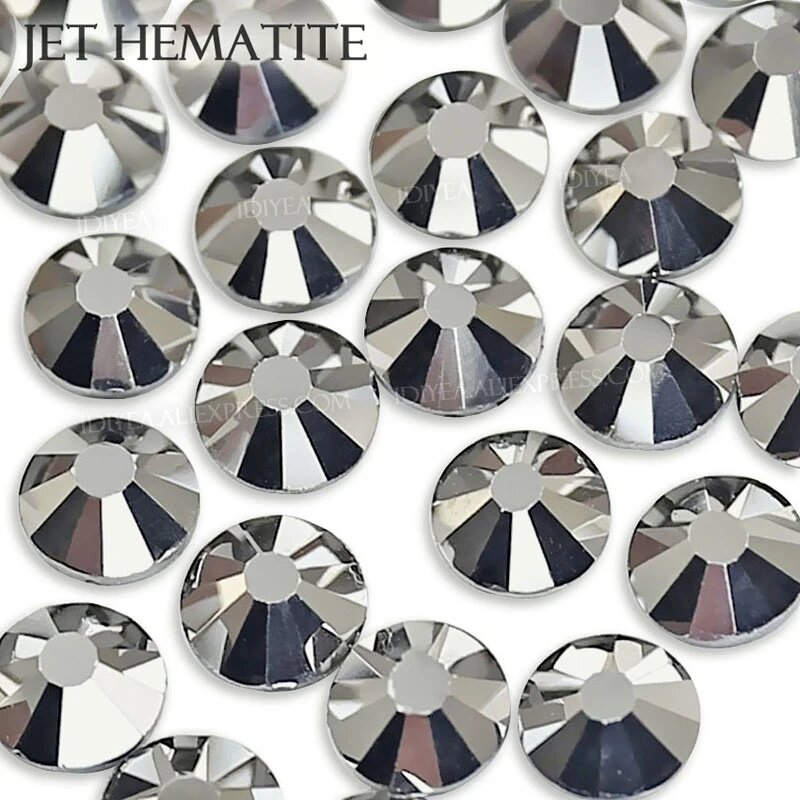 Стразы Jet Hematite Hotfix IDIYEA, серебряные