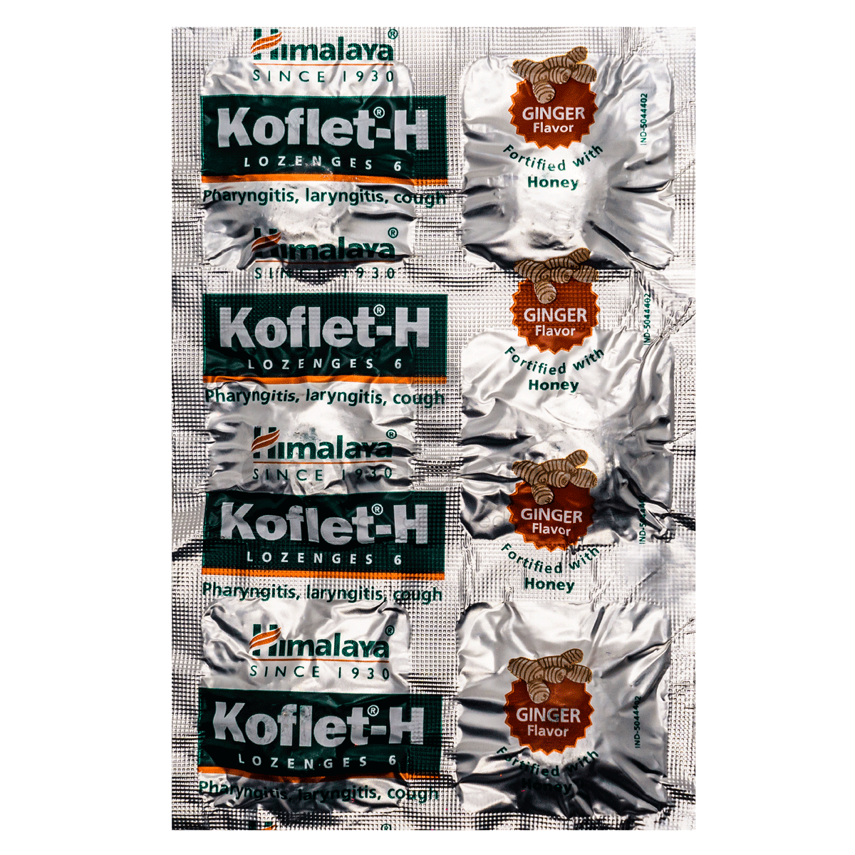 Леденцы Кофлет-Х Имбирь Хималая (Koflet-H Ginger Himalaya Herbals) от кашля, смягчают горло и бронхи, антисептик, 1 x 6 шт.