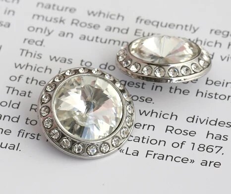 Блестящие пуговицы 15 мм, 6 шт, White(Silver Edge)