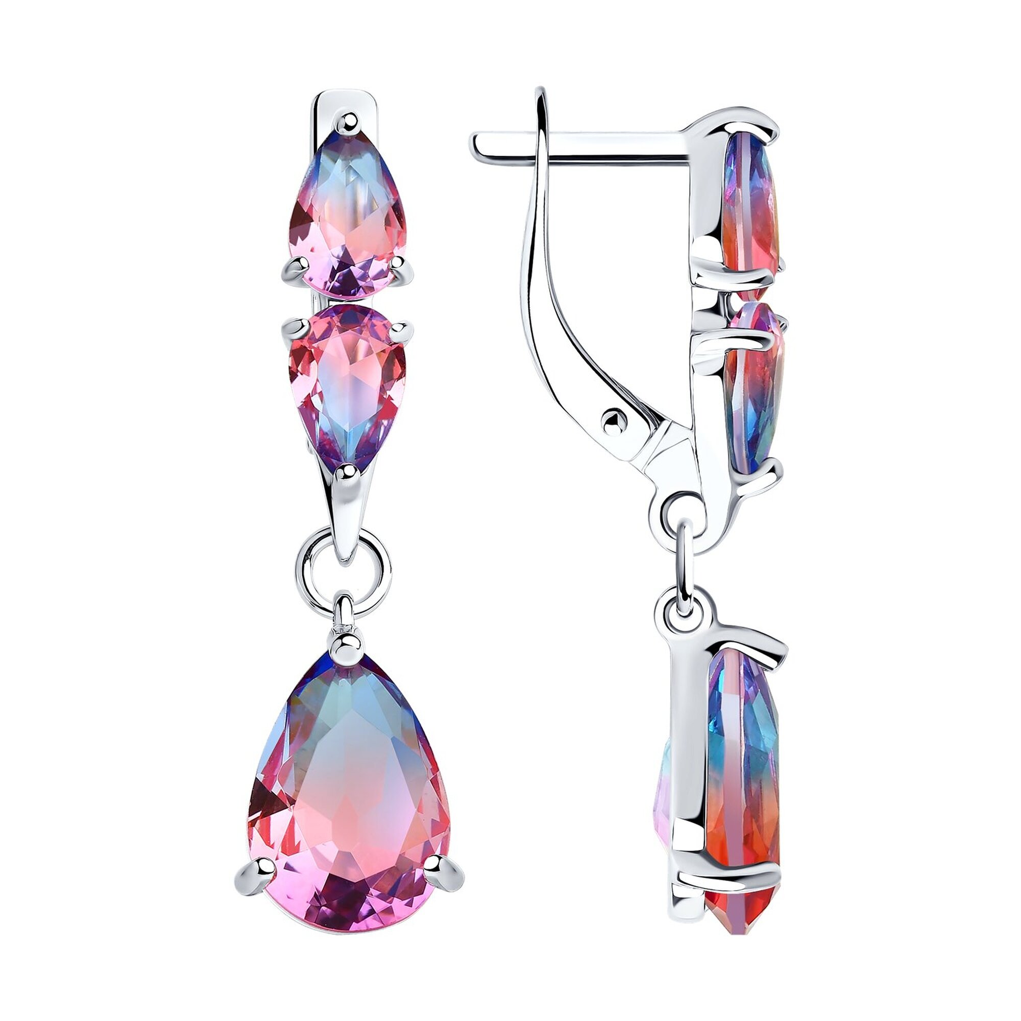 Серьги, серебро, 925 проба, родирование, ситалл