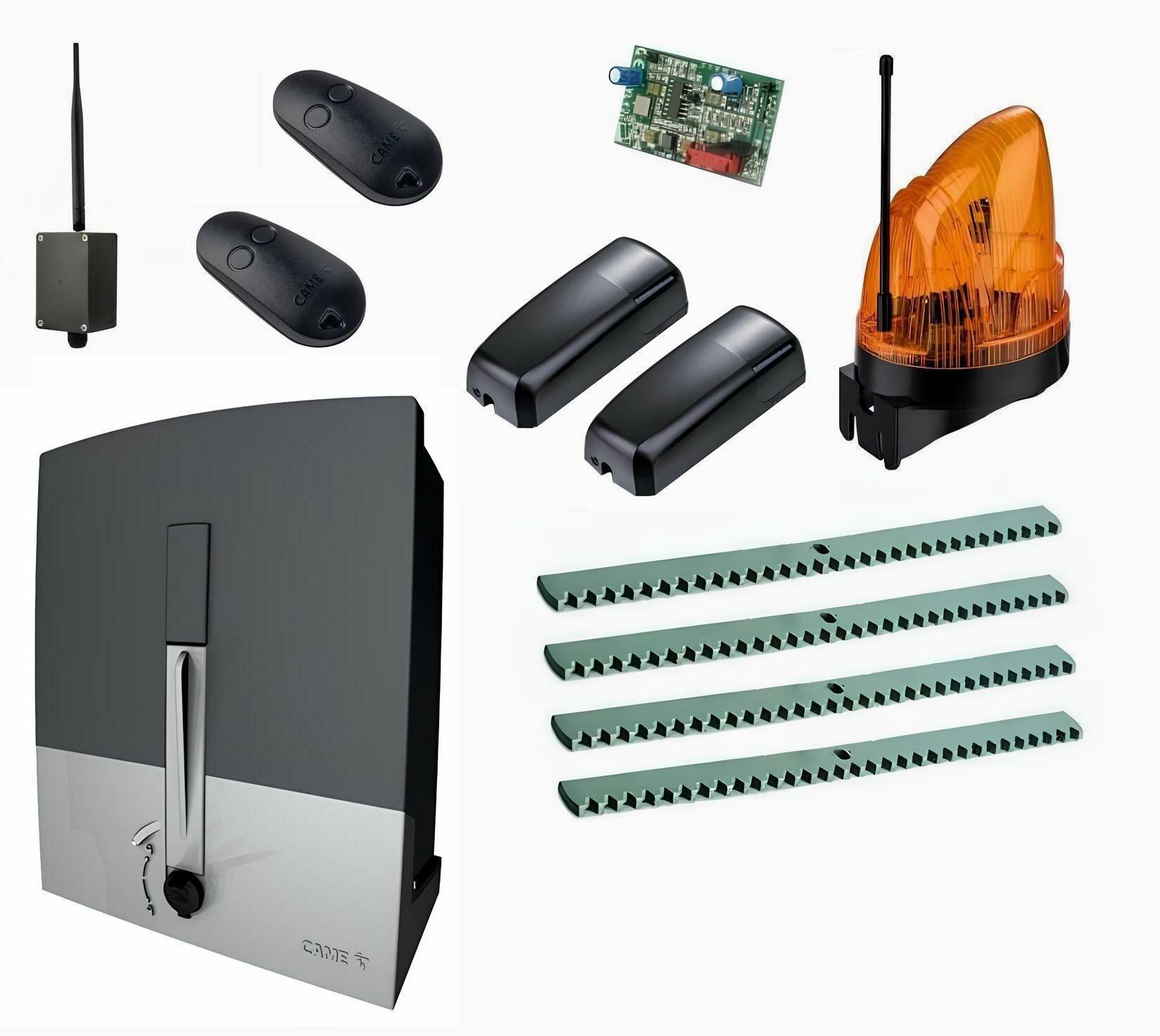 Автоматика для откатных ворот BXL04AGS FULL4-K2-BT, комплект: привод, радиоприемник, 2 пульта, фотоэлементы, лампа, 4 рейки, Bluetooth-модуль