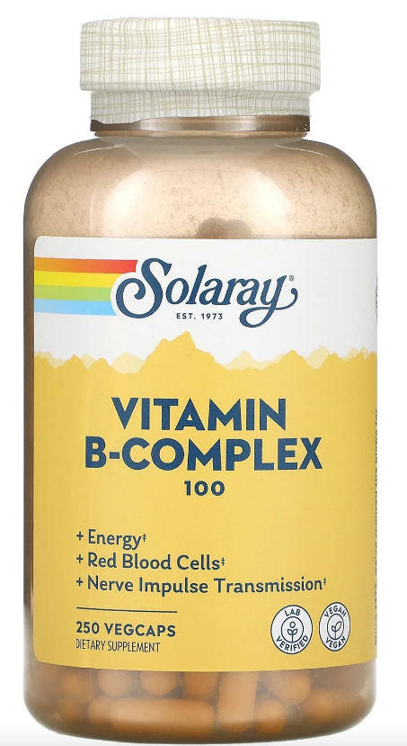Solaray B-Complex (Комплекс витаминов группы В) 100 250 вег капсул, срок годности 05/2026