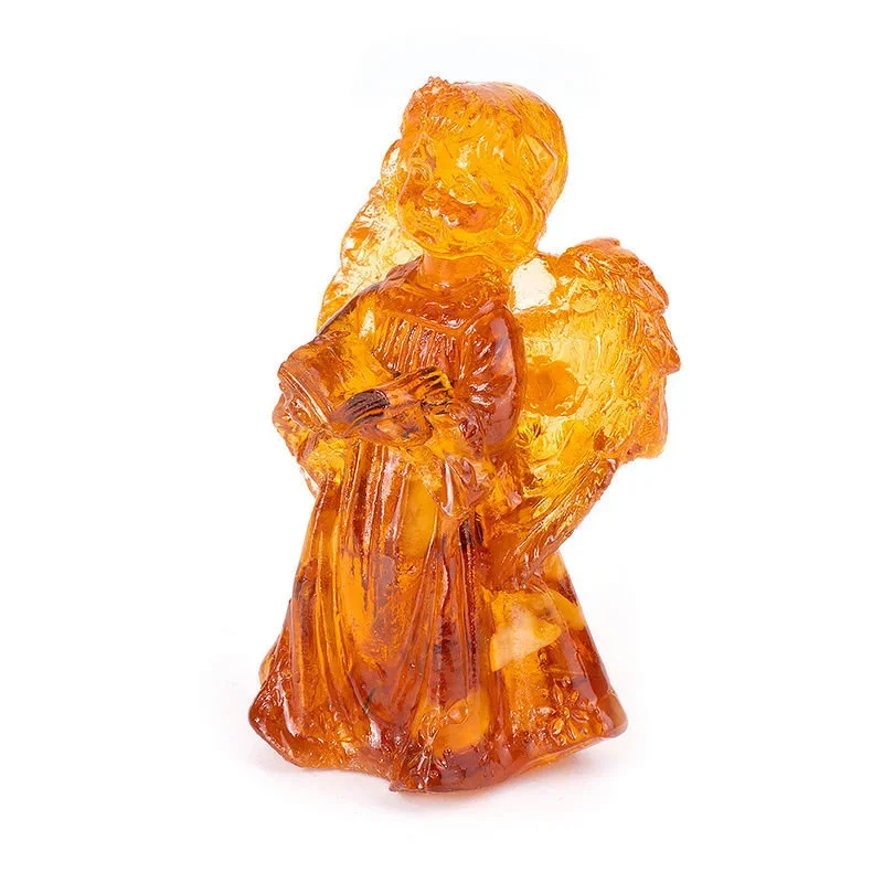 Небольшая сувенирная статуэтка с натуральным янтарем "Ангел с книгой"