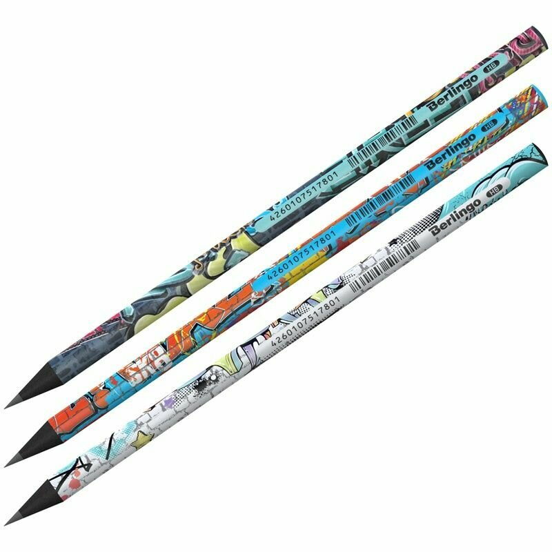 Карандаш чернографитный Berlingo "Street Art" HB, круглый, черное дерево, заточенный, 1 шт (BP01302)