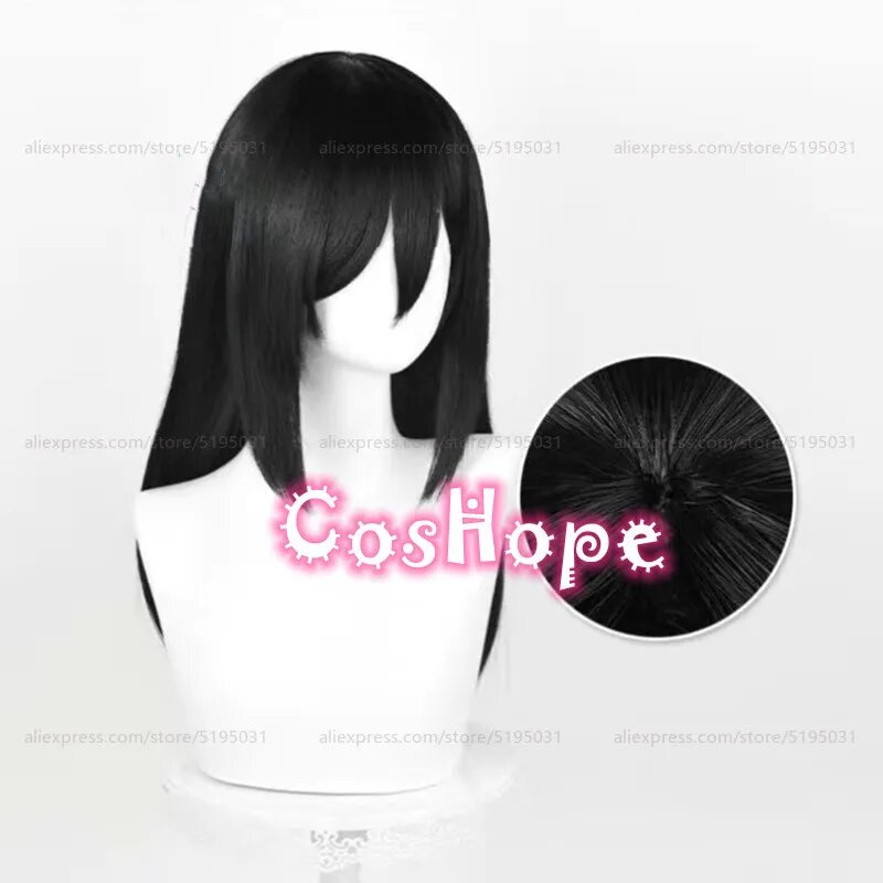 Женский парик для косплея Mikasa Ackerman, длинный прямой черный парик длиной 50 см, парики для косплея аниме, термостойкие синтетические парики