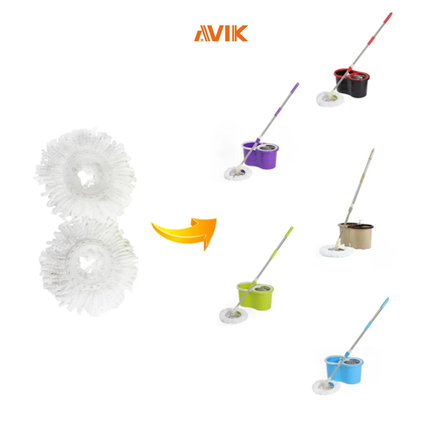 Сменные насадки для швабр AVIK, для разных типов поверхностей, 2 шт