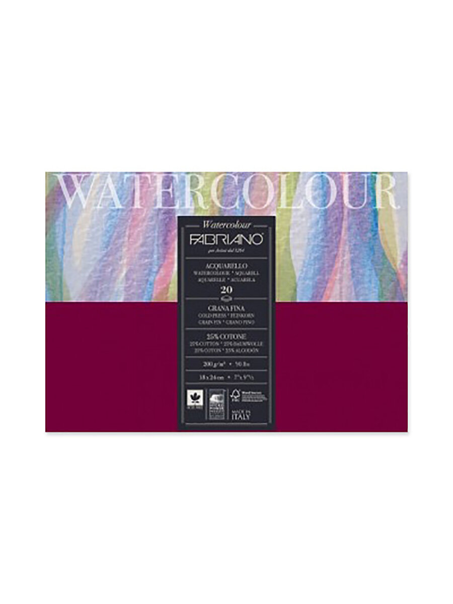 Альбом для акварели Fabriano "Watercolour", склейка, 20 л, 18x24 см