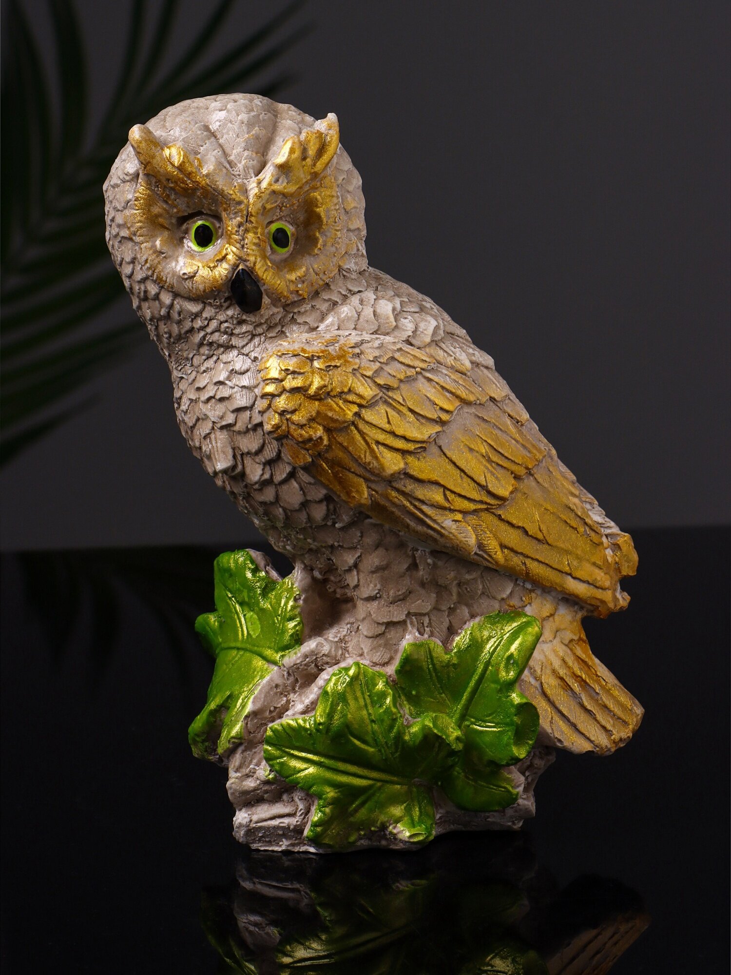 Статуэтка Хорошие сувениры "Филин на листьях", гипс, 12x8x6 см