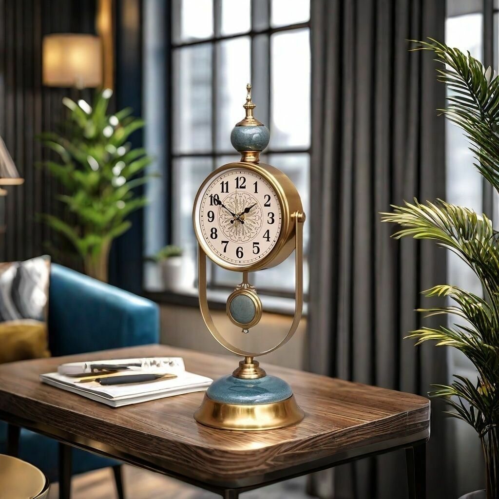 Настольные каминные часы, Старинный европейский стиль, с маятником, бесшумный, Глазурованная керамика, используется в отделке дома, офиса, отеля