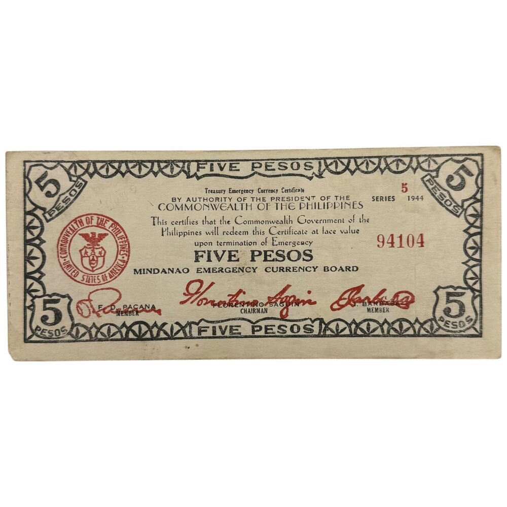 Филиппины, Минданао 5 песо 1944 г. (Серия 5)
