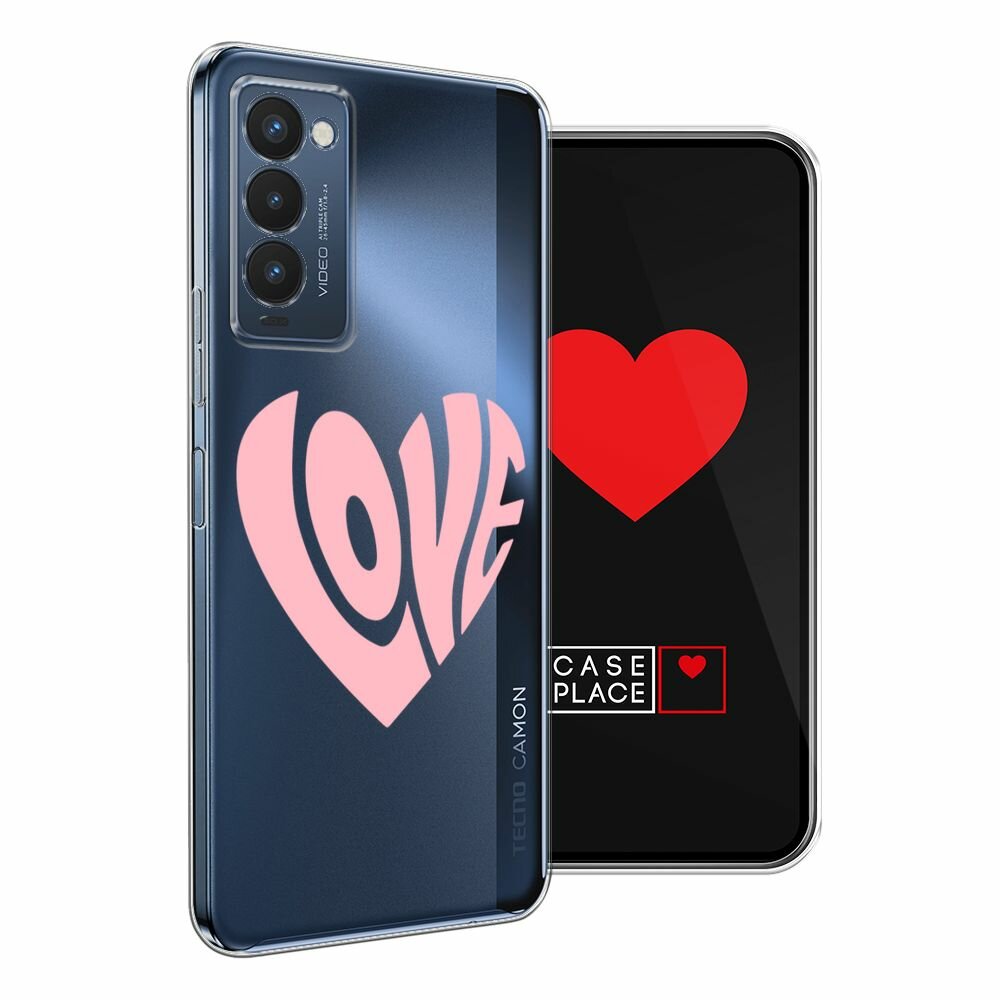 Чехол на Tecno Camon 18P / Техно Камон 18Р с принтом "Love heart 3 - 14 февраля", прозрачный — фото 1