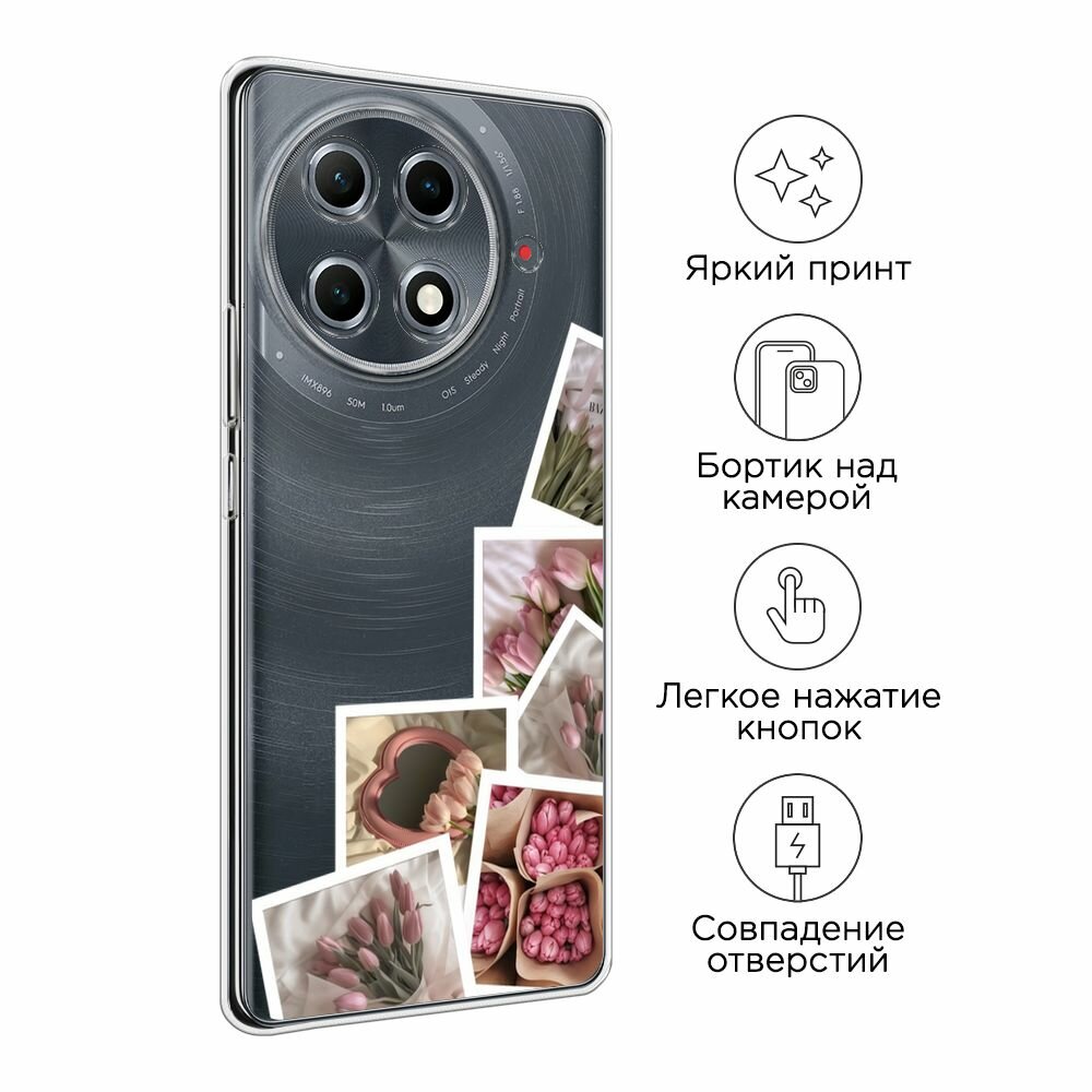 Чехол на Tecno Camon 30S Pro / Текно Камон 30S Про с принтом "Весенние фото - 8 марта", прозрачный — фото 1