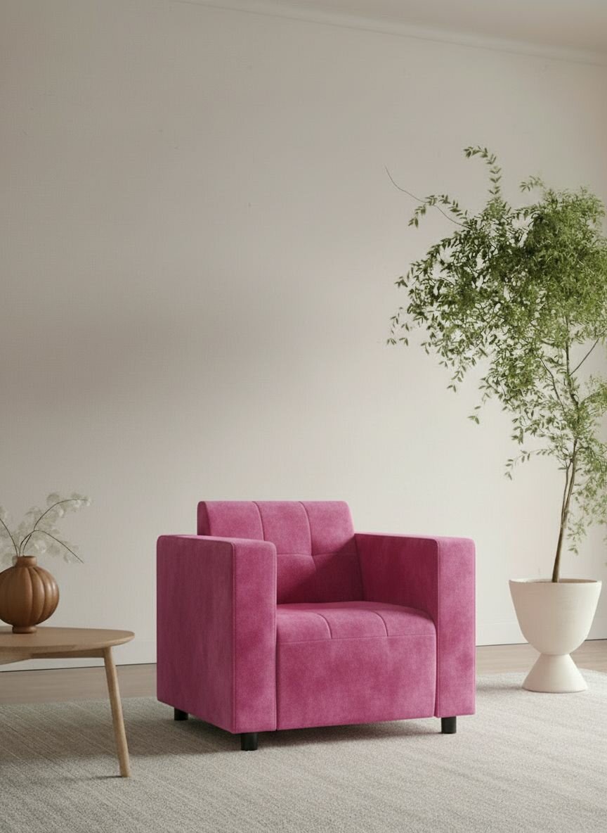 Кресло Альтаир с подлокотниками розовый велюр в офис, дом, салон красоты, прихожую, гостиную, зону ожидания.