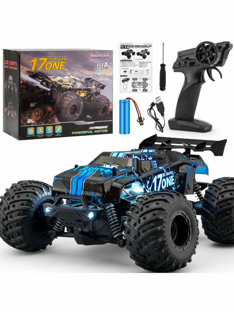 1:14 Полноприводный бигфут с дистанционным управлением, полноразмерный пульт дистанционного управления, 40 километров в час, 2,4 ГГц, дрейфующий по бездорожью радиоуправляемый гоночный автомобиль