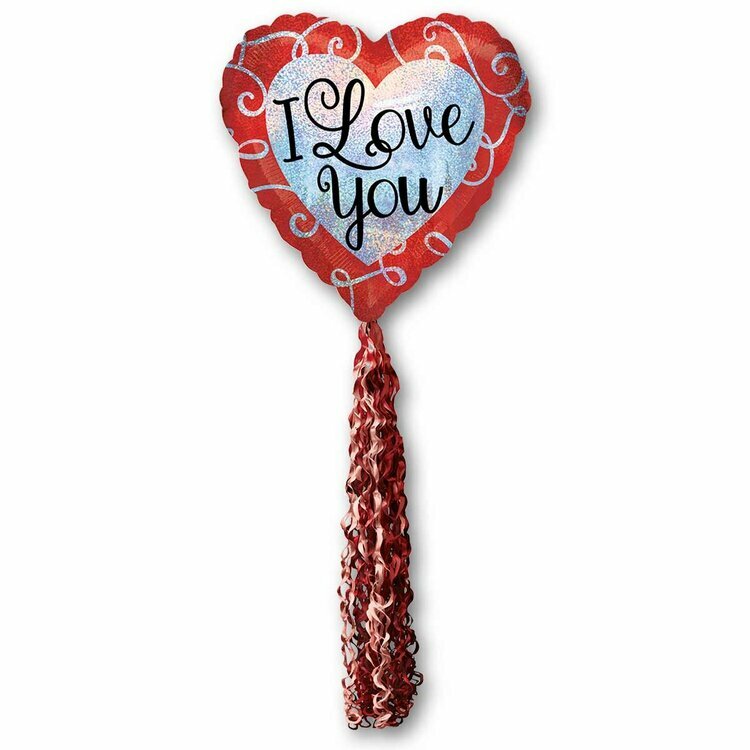 Подвеска-серпантин для шара КНР красная, длина 86 см, бумага тишью