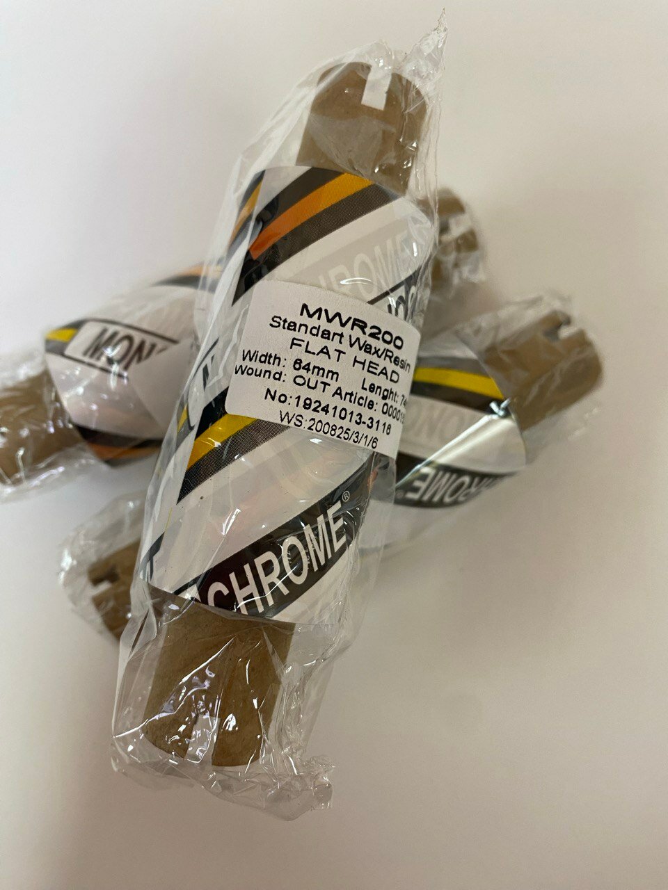 Лента красящая термотрансферная Monochrome MWR200 Wax/Resin, 64мм х 74м, вт.0,5"/110мм, OUT