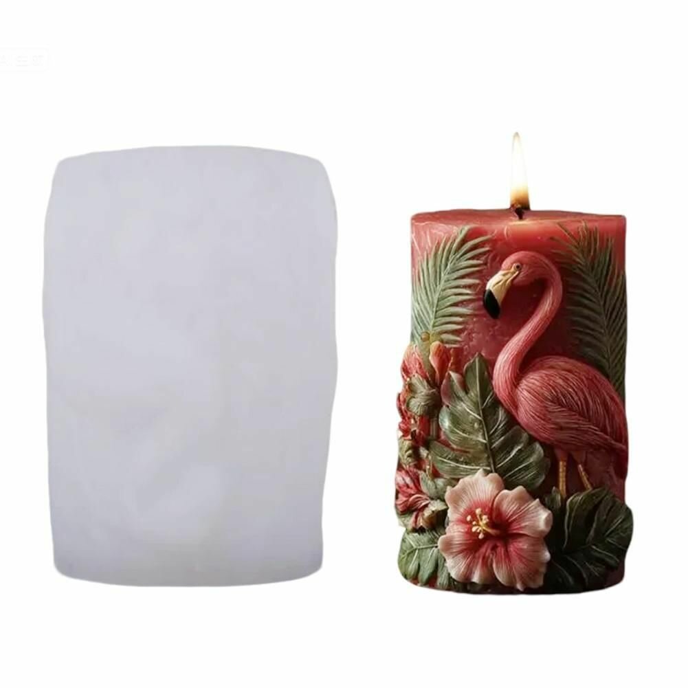 Формы для свечей силиконовые фламинго, объемные формы для изготовления свечей с рельефом
