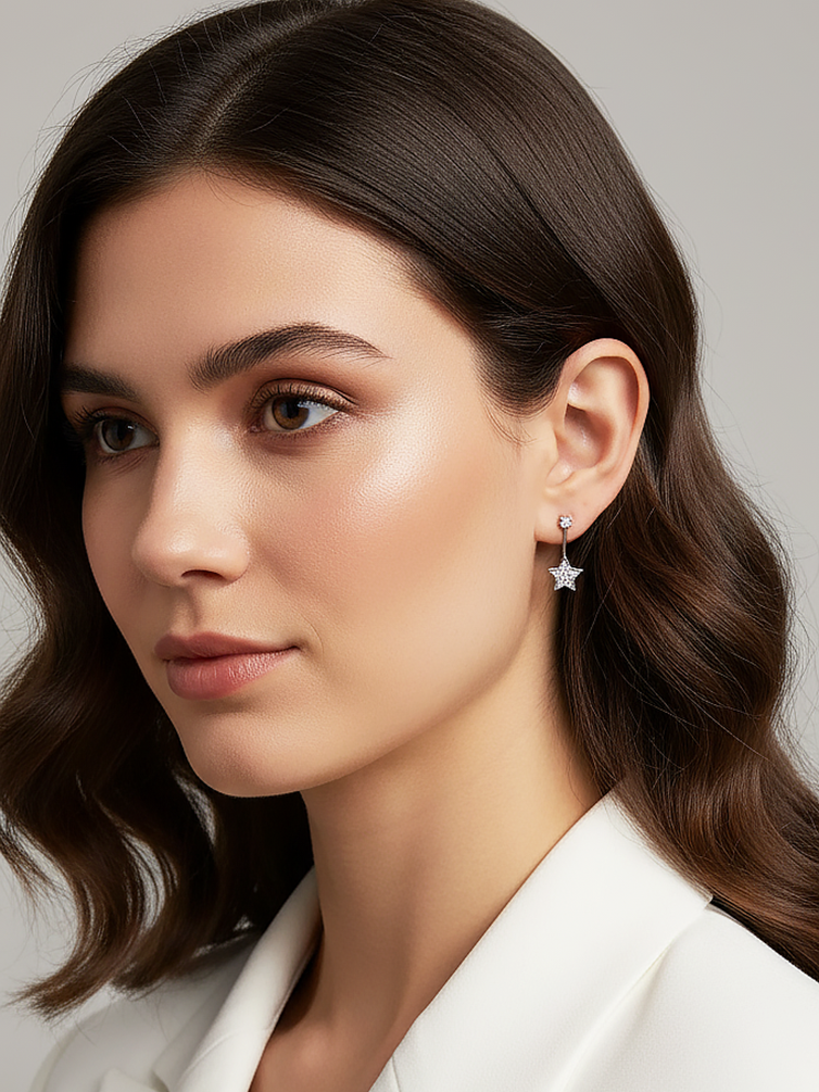 Серьги пусеты, кристаллы Swarovski