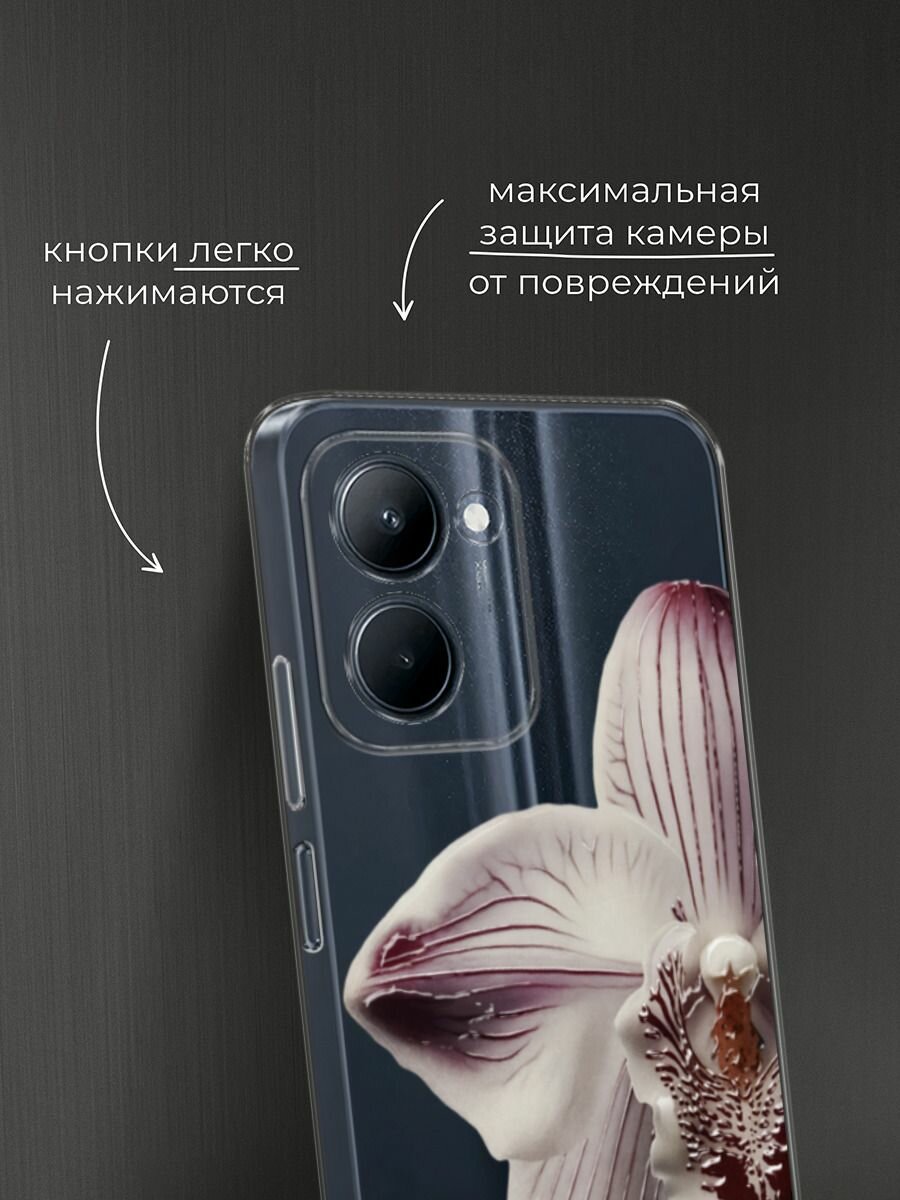 Силиконовый чехол на Realme C33 / Реалми С33 с принтом Белая орхидея — фото 1