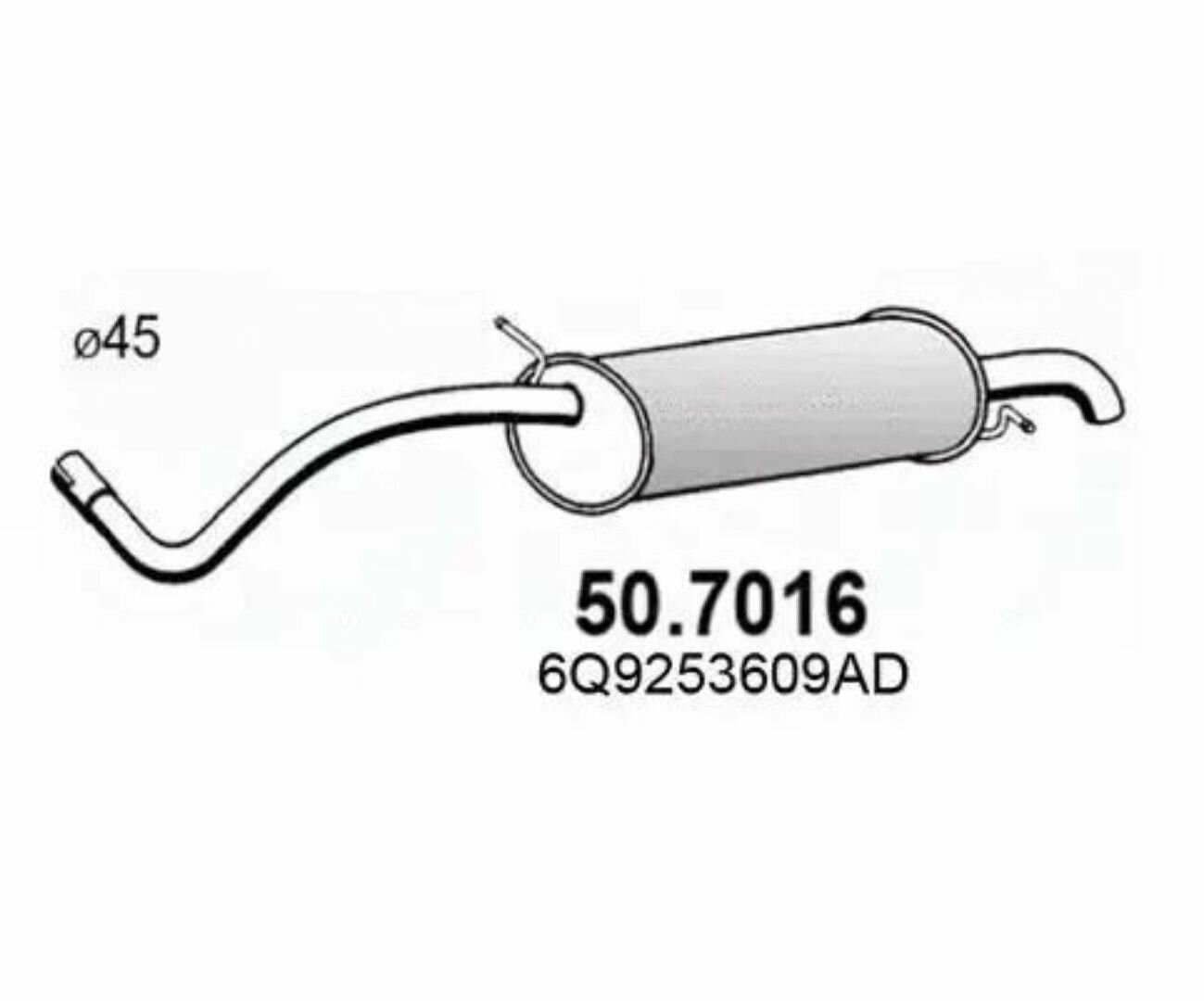 Задняя часть глушителя ASSO 50.7016, Seat Ibiza, Skoda Fabia, Volkswagen Polo 1.2