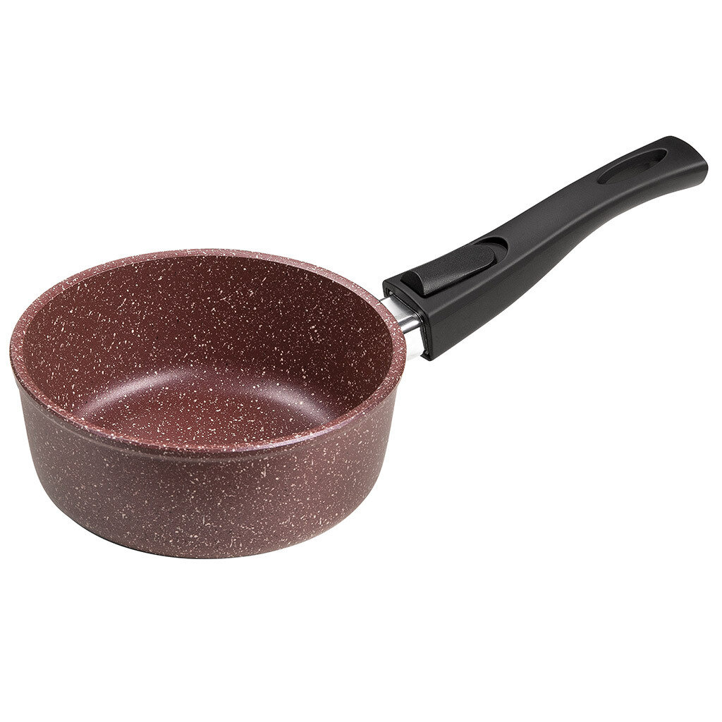 Кастрюля-ковш горница с тефлоновым покрытием, 1,0 л, диаметр 16 см, "Шоколад", высота 7 см, толщина 0,4 см, съемная ручка из термостойкого пластика (кш1612аш)