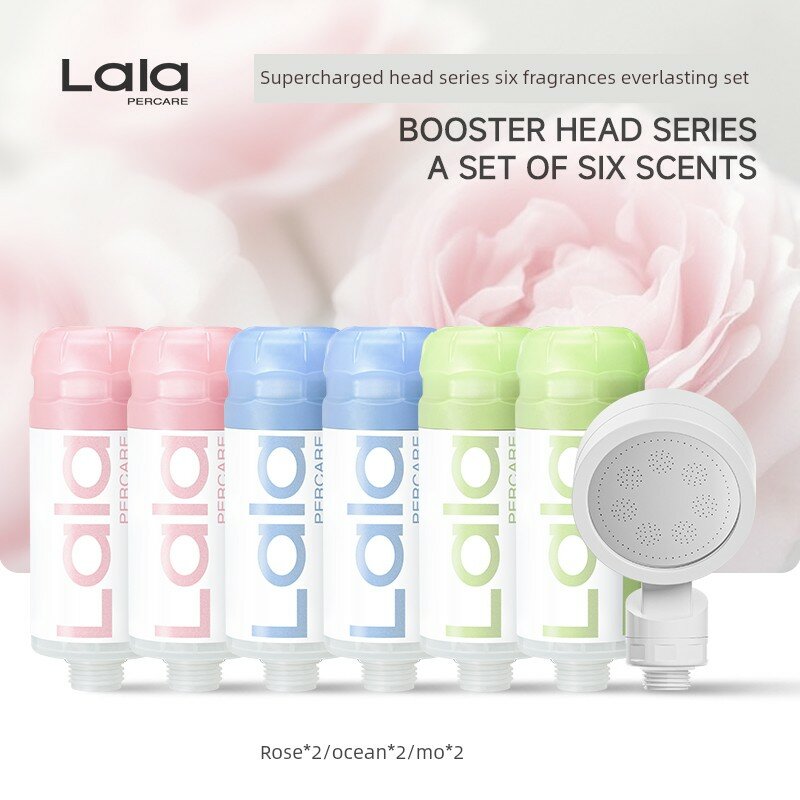 Набор для душа Lalapercare Nara: летний корейский аромат, фильтр для воды, 6 флаконов + насадка для душа с регулировкой