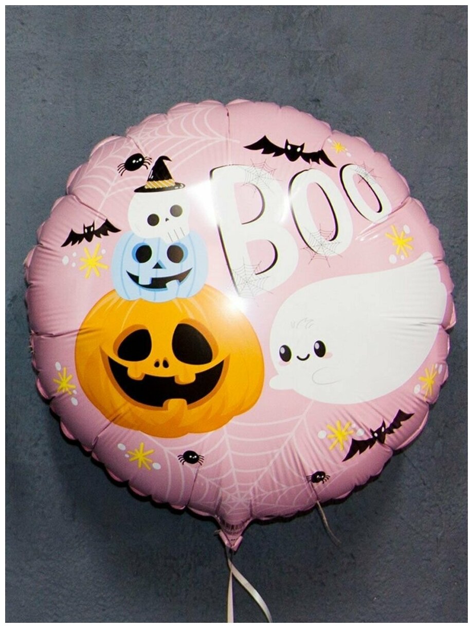 Воздушный шар фольгированный Riota круг на Хэллоуин Маленькое привидение, 46 см