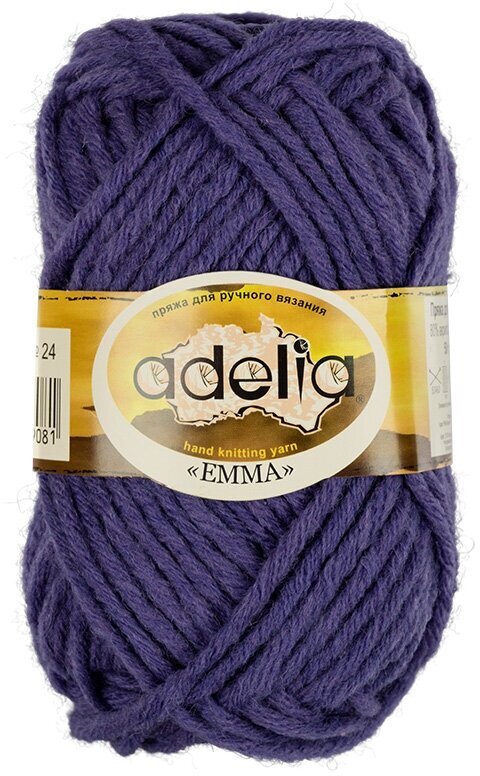 Пряжа ADELIA "EMMA" 80% акрил, 20% шерсть 50 г 50 м №24 фиолетовый