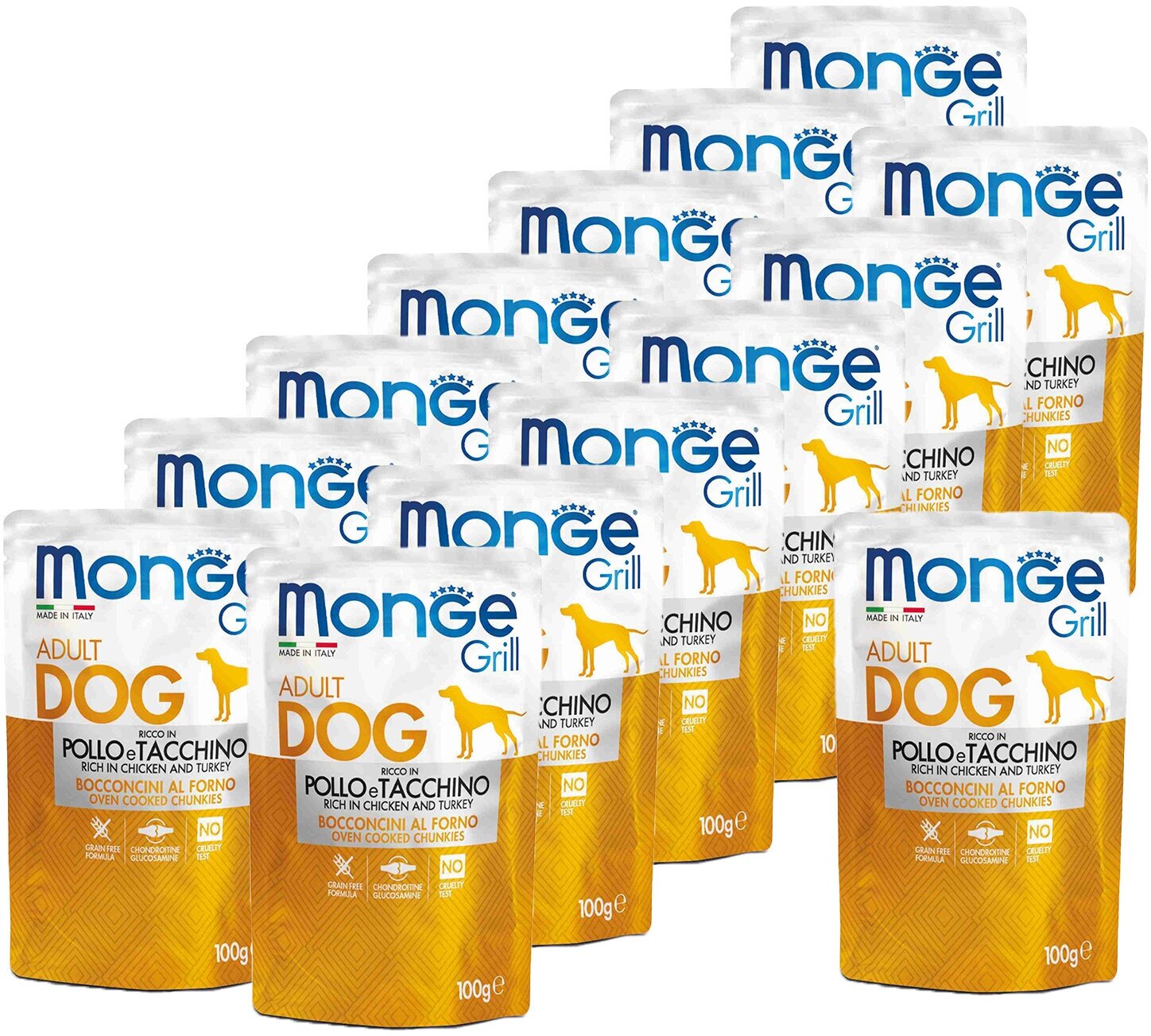 Monge Dog Grill Pouch паучи для собак курица с индейкой 100г х 14 шт.