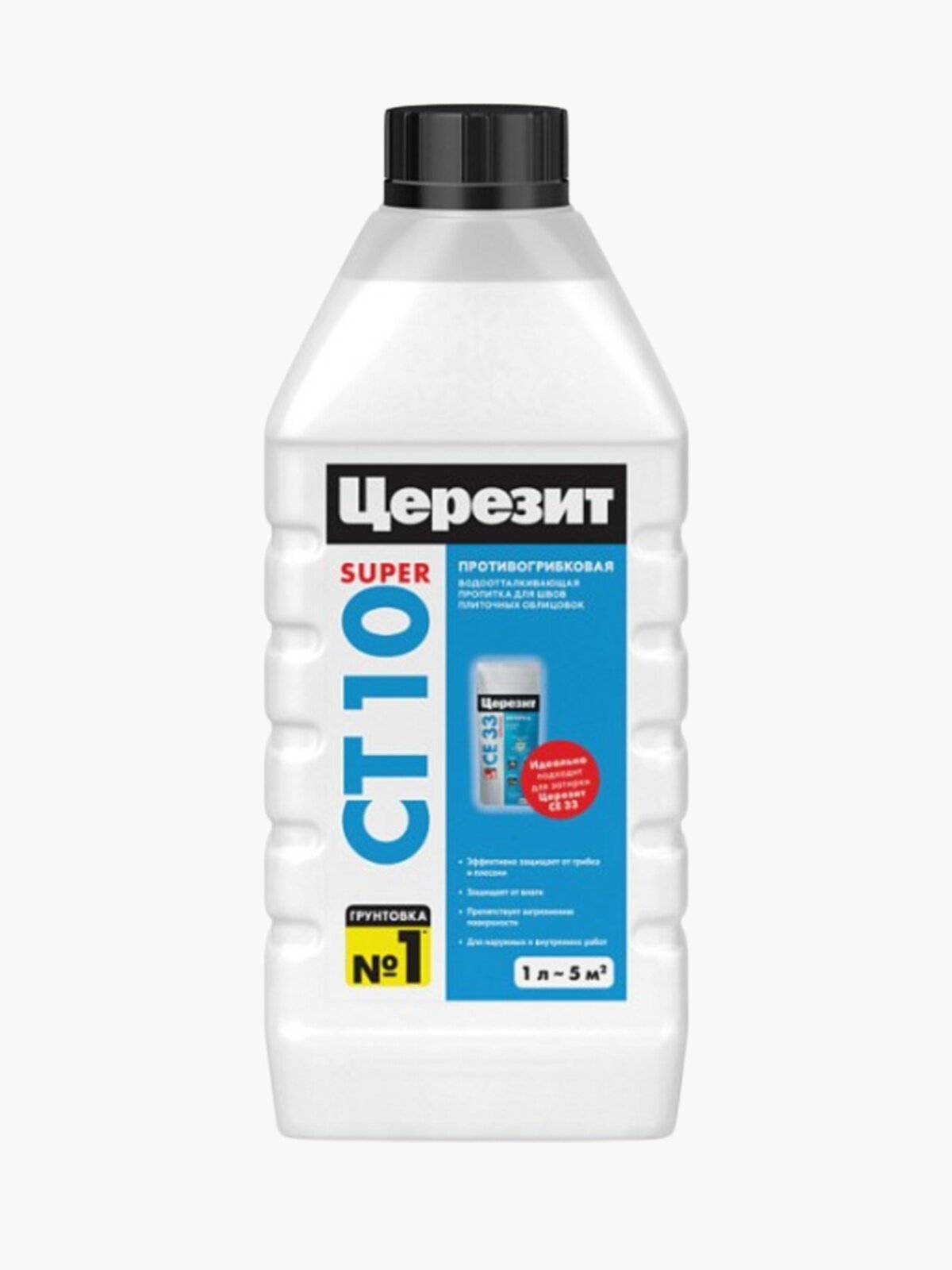 Противогрибковая водоотталкивающая пропитка для швов Церезит CT 10, фасовка 1л