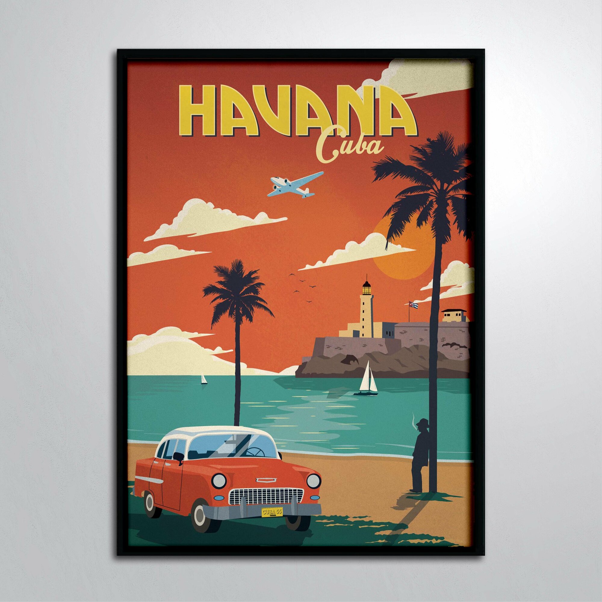 Постер в раме/Постер для интерьера/Винтажный Плакат Гавана Куба Havana Cuba
