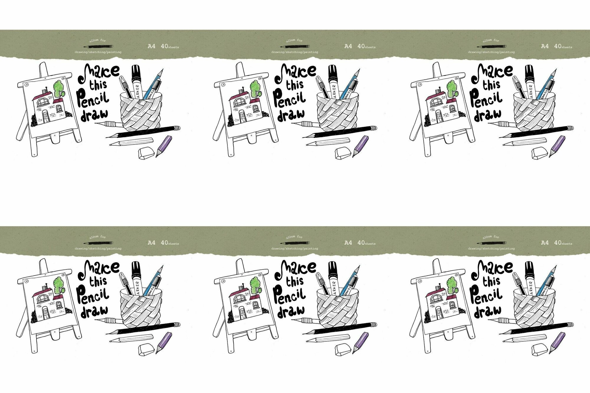 №1 School Альбом для рисования Draw, А4, 40 л, 6 шт
