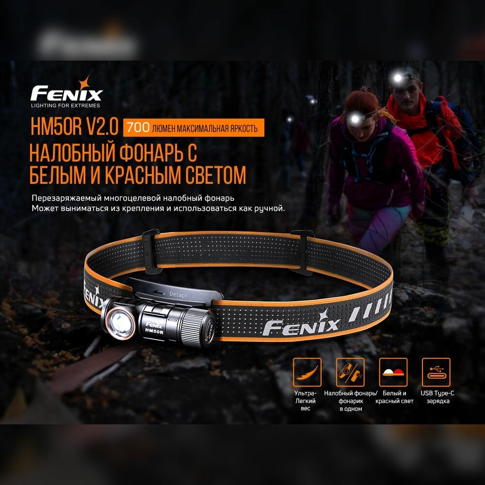 Фонарик налобный аккумуляторный , тактический и водонепроницаемый туристический комплект с мощным и ярким светодиодным лучом Fenix для охоты и рыбалки, трофи и кемпинга, долгая работа, дальнобойный