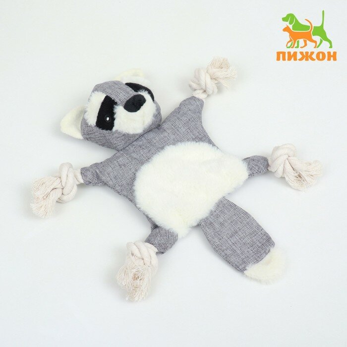 Игрушка текстильная с канатом "Енот" с пищалкой, шуршащая, 26 х 28 см, 9936660