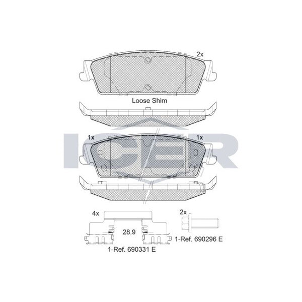 Колодки тормозные дисковые комплект Chevrolet, ICER 182139 (1 шт.)