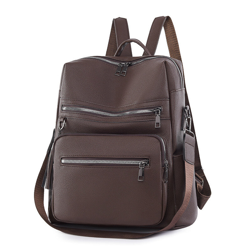 Рюкзак zhen li, искусственная кожа, трехмерный мешок, застежка-молния, коричневый