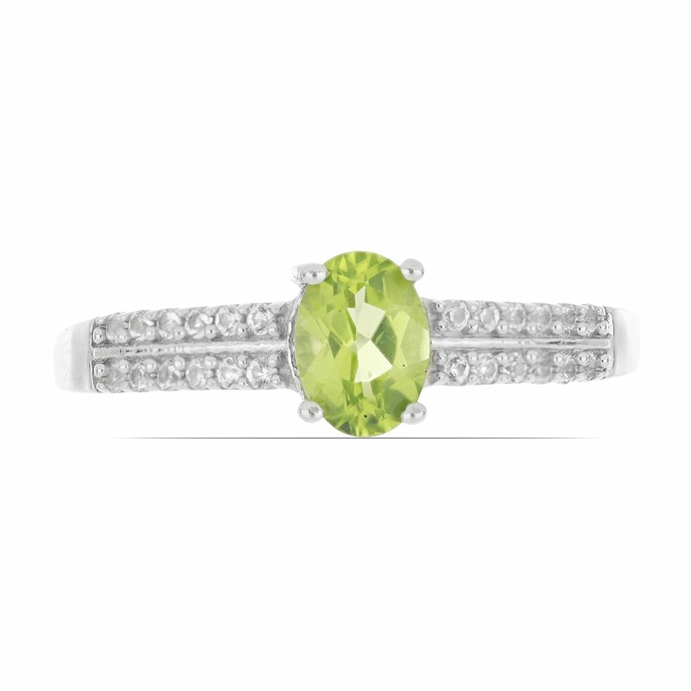 Кольцо, серебро, 925 проба, родирование, перидот, топаз