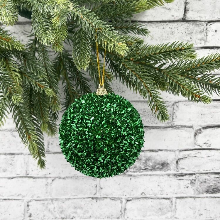 Шар новогодний Бисер 20 см, зеленый, пенопласт, Christmas DeLuxe (11872)