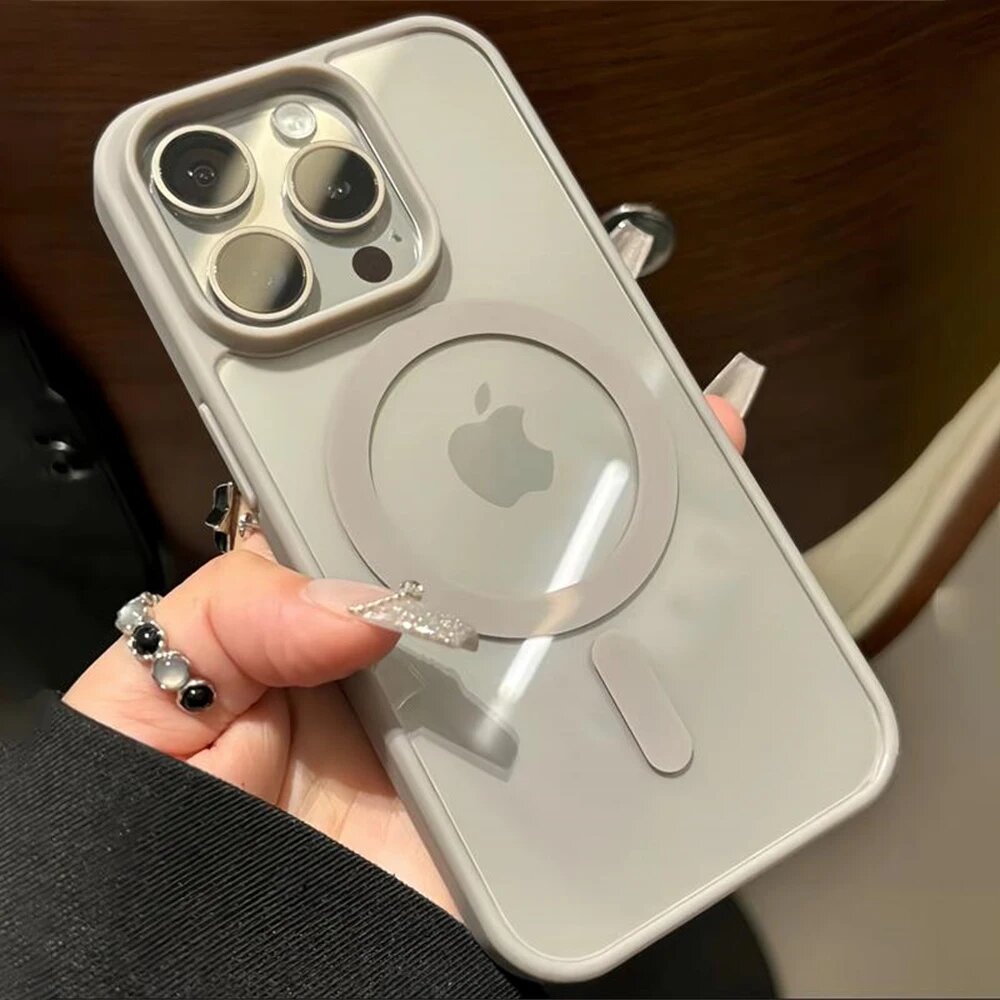 Оригинальный магнитный матовый чехол для Magsafe для iPhone 17, Air 16, 15, 14, 13, 12, 11 Pro Max Mini Plus SE, прозрачный чехол с беспроводной зарядкой